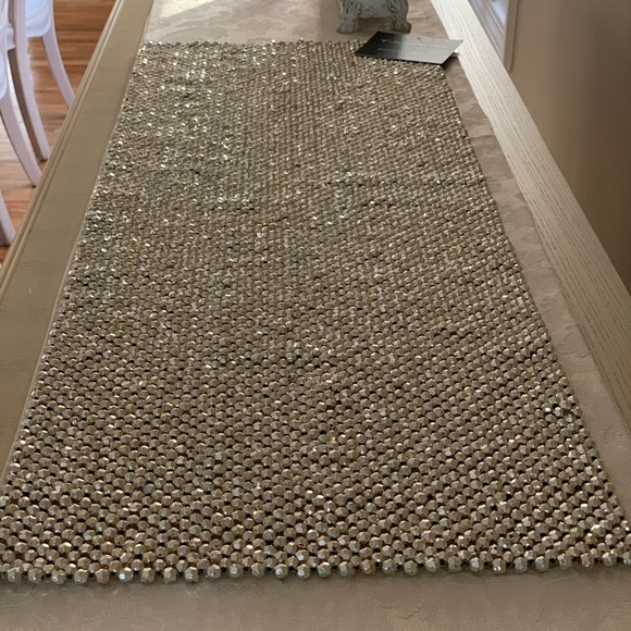 Tahari | Dining | Tahari Beaded Table Runner Centerpiece 3x36 Gold ...